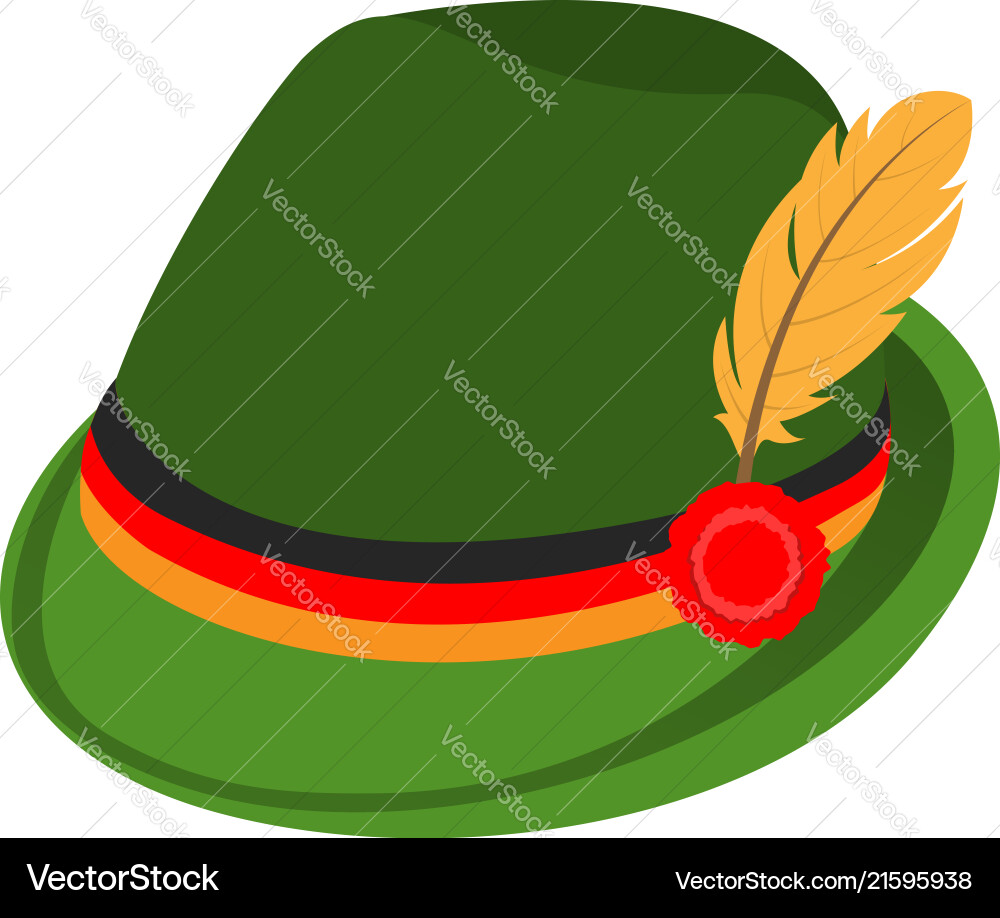Green traditional german hat icon isometric style Vector Image