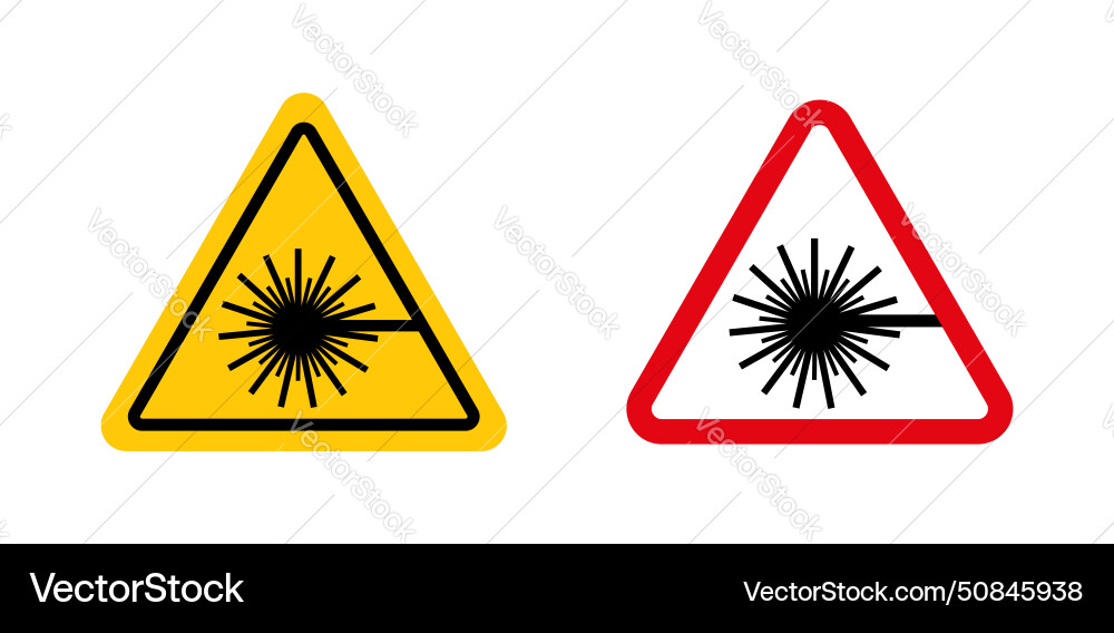 Laser warning icon set notice for areas Royalty Free Vector