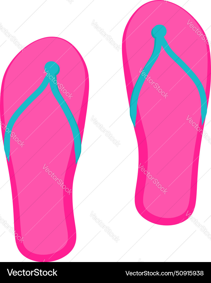 Pink beach slippers top view comfortable shoe Vector Image