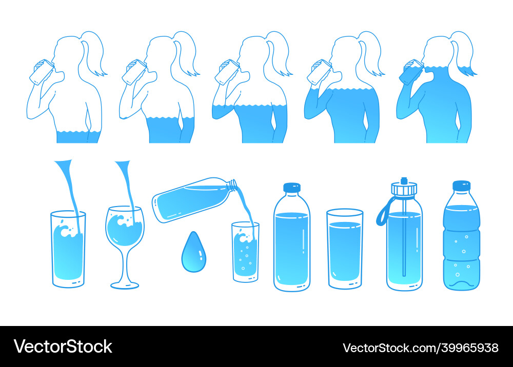 Set of water balance Royalty Free Vector Image