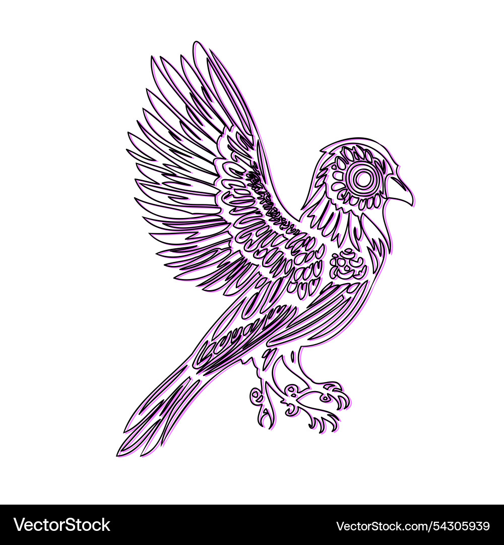 Abstract line art bird Royalty Free Vector Image
