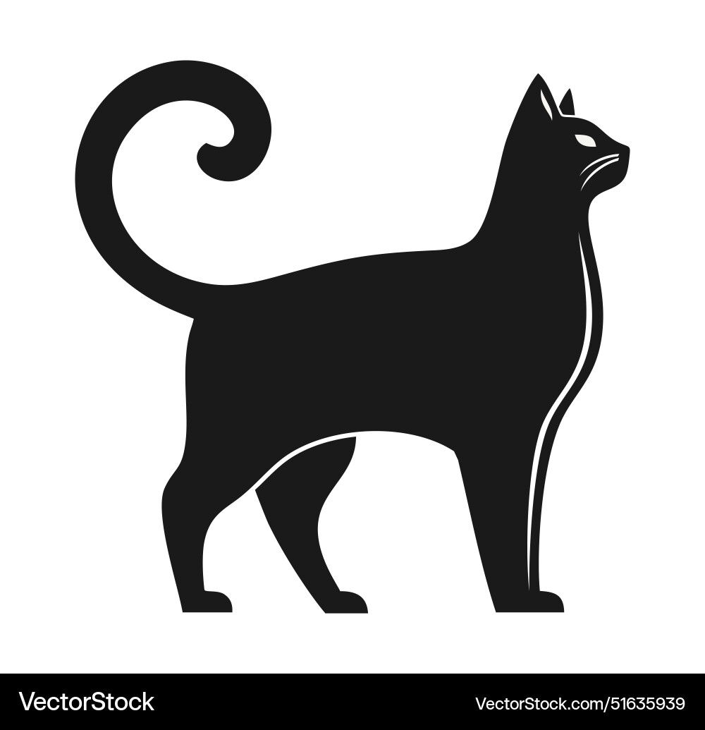 Black silhouette of a standing cat side view Vector Image