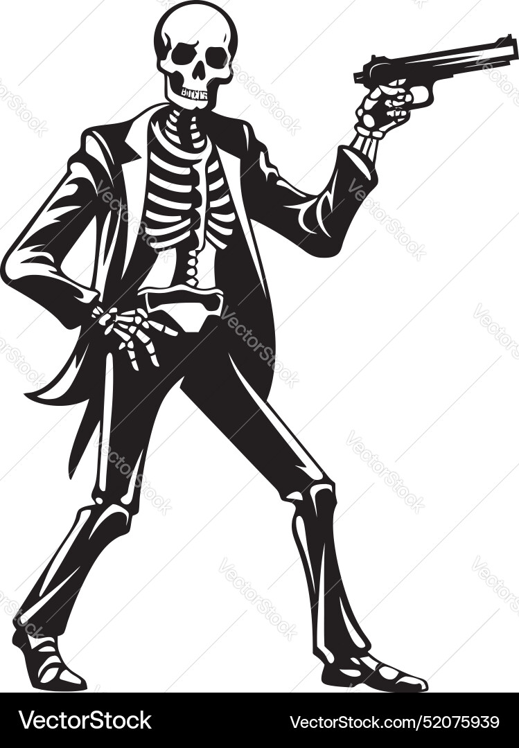 Bonefire bandits skeleton with guns pistol posse Vector Image