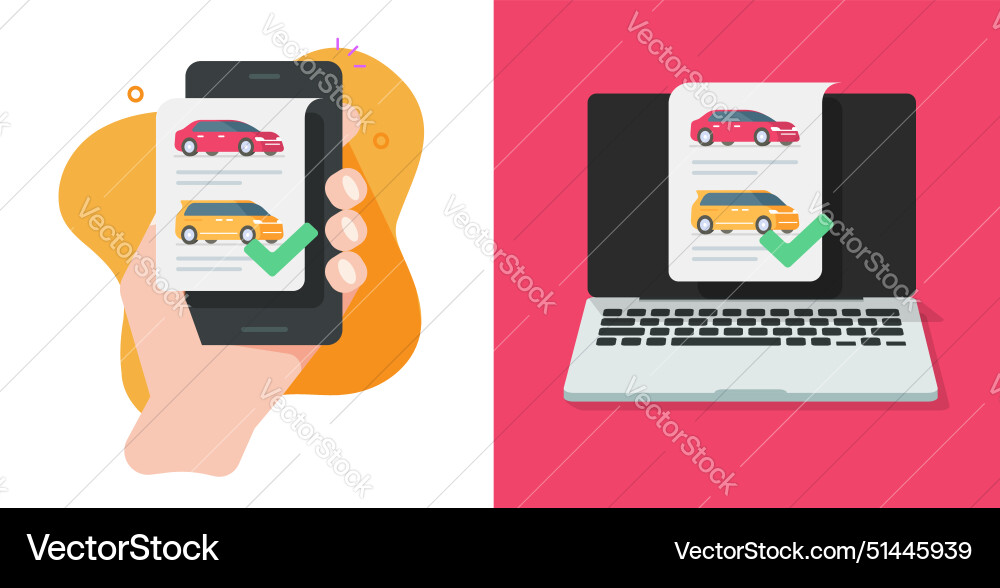 Car auto rental choose on mobile cell phone app Vector Image
