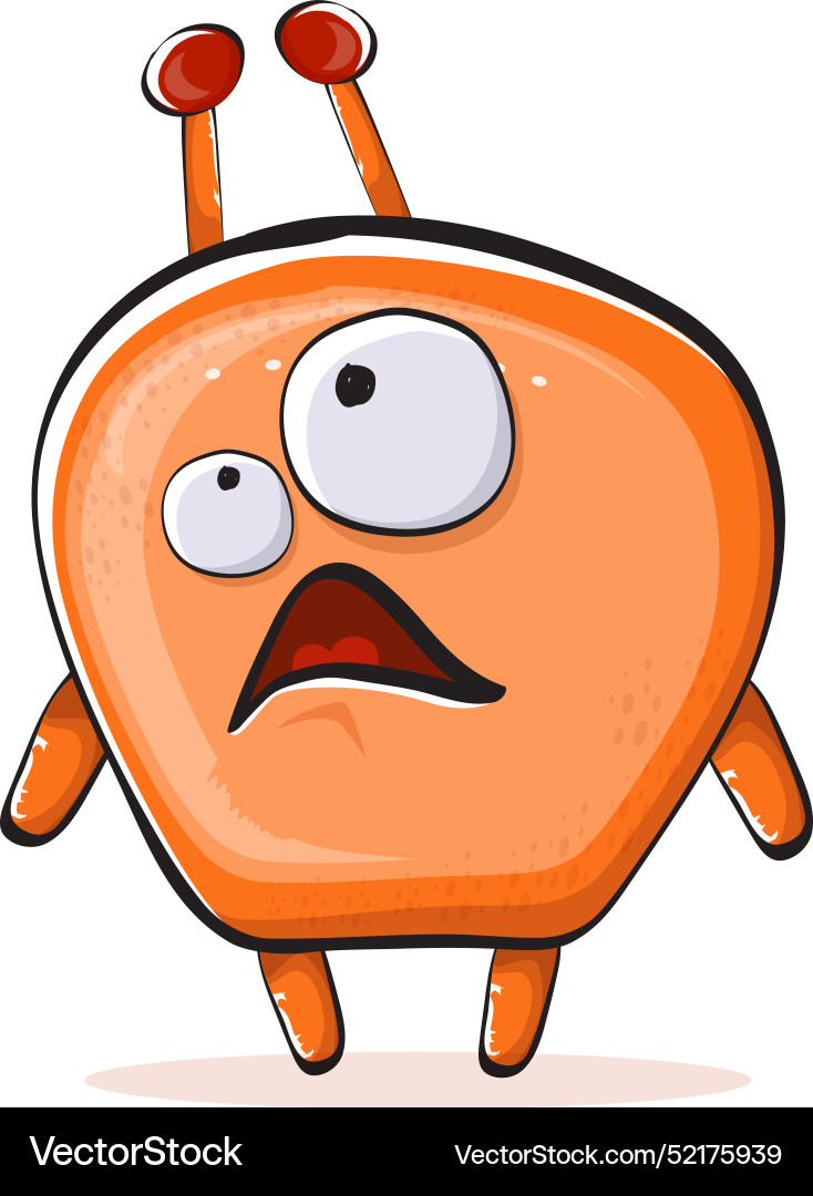 Cartoon funny orange alien monster isolated Vector Image