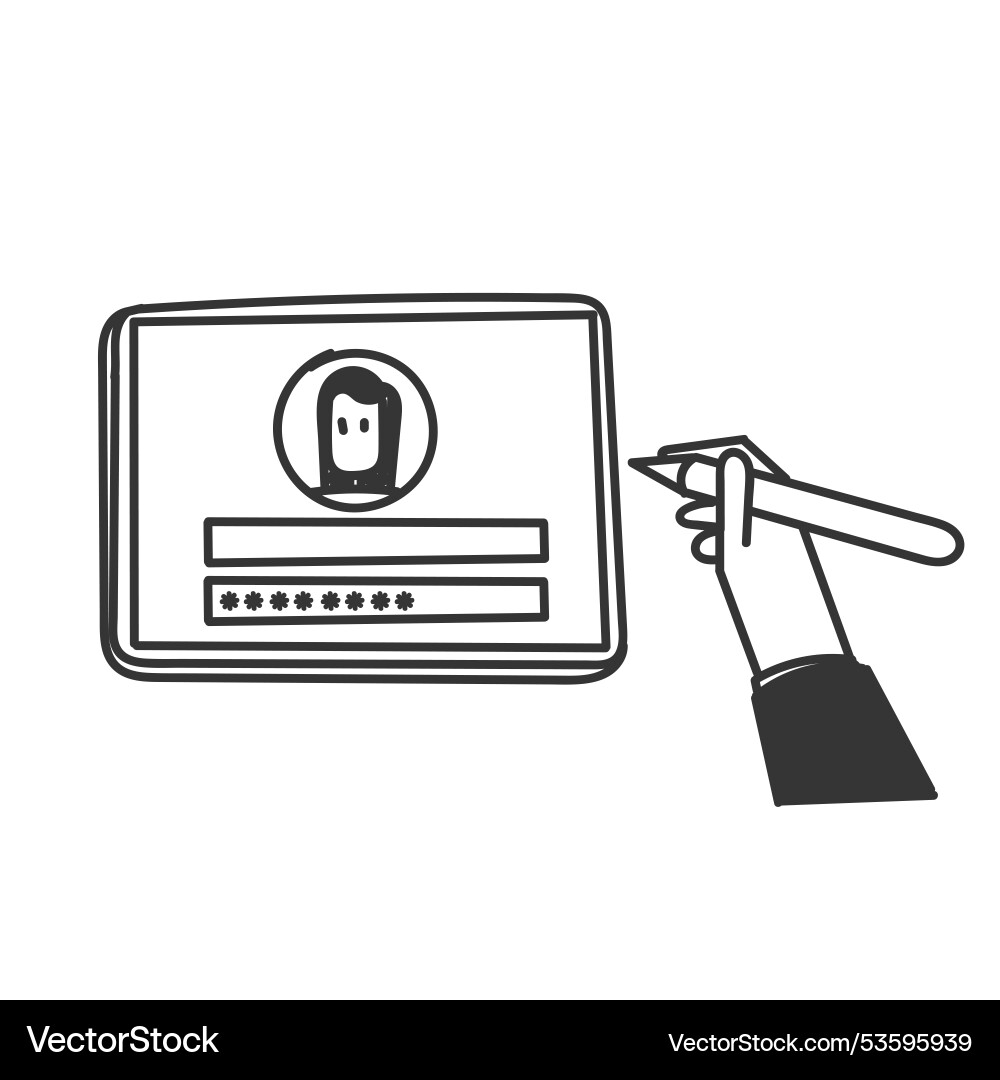 Doodle profile username password login Royalty Free Vector