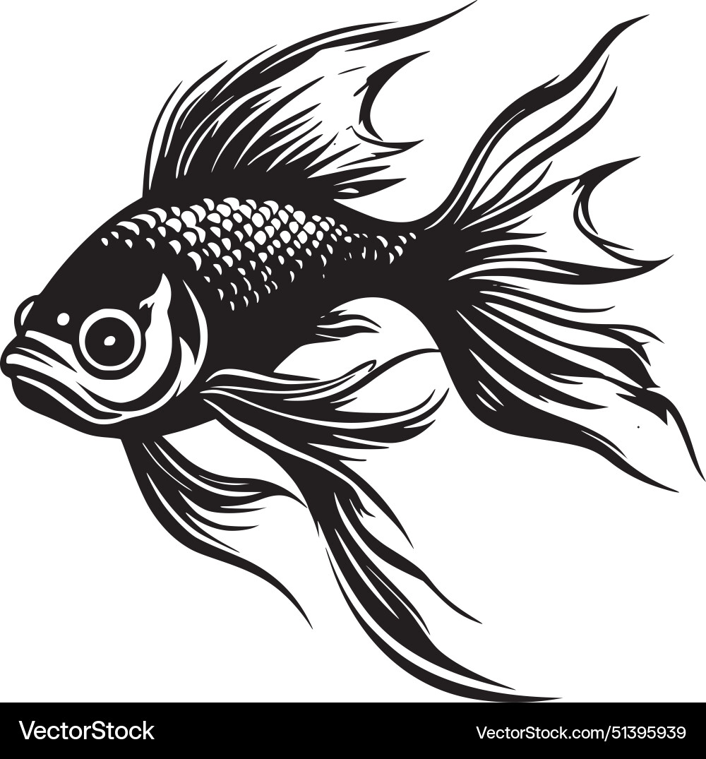 Goldfish - black and white isolated icon Vector Image