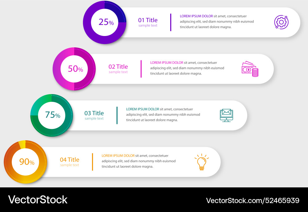 Gradient harvey ball diagrams infographic Vector Image