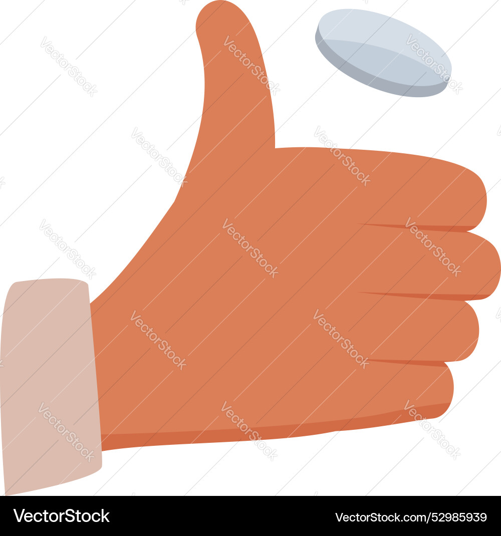 Hand flipping coin making decision on white Vector Image