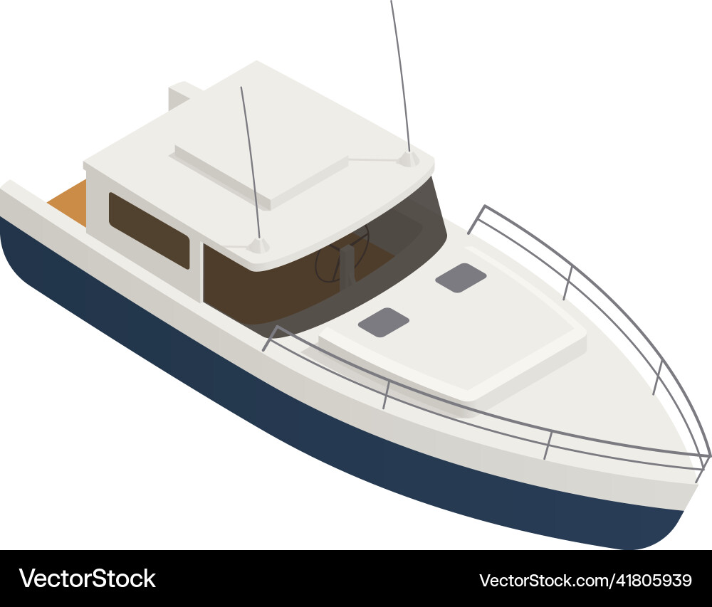 Isometric cutter ship composition Royalty Free Vector Image