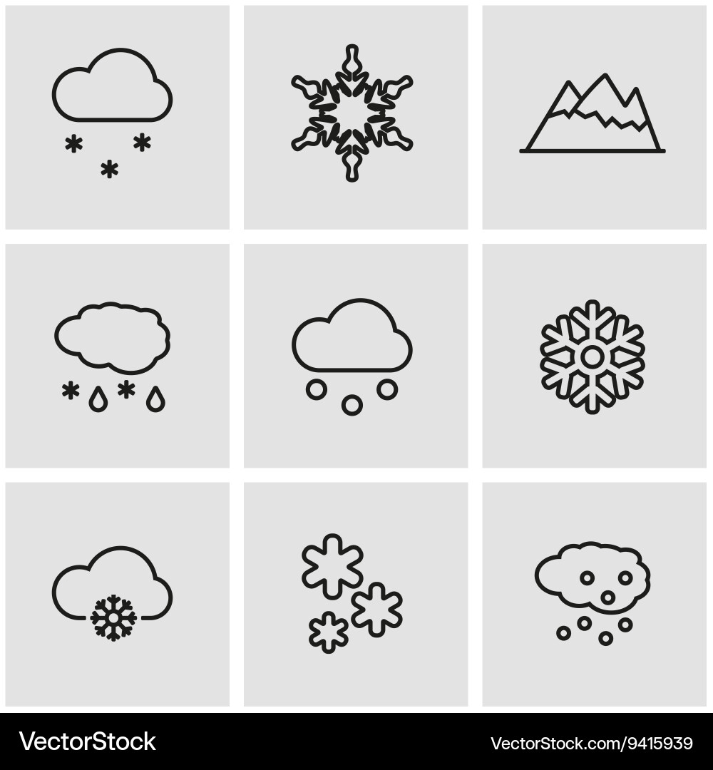 Linie Schnee-Symbol-Set Lizenzfreies Vektorbild