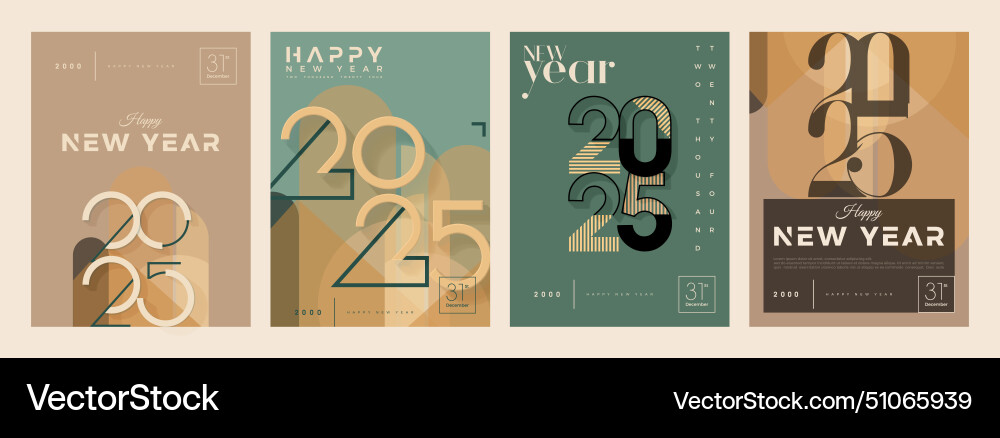Retro classic set new year 2025 with quirky Vector Image