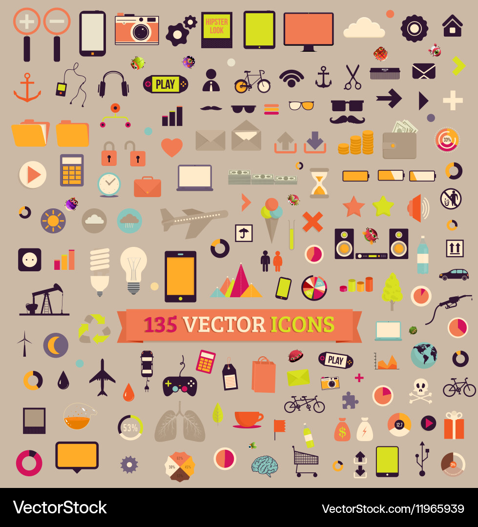 Retro Icon Set Royalty Free Vector Image - VectorStock