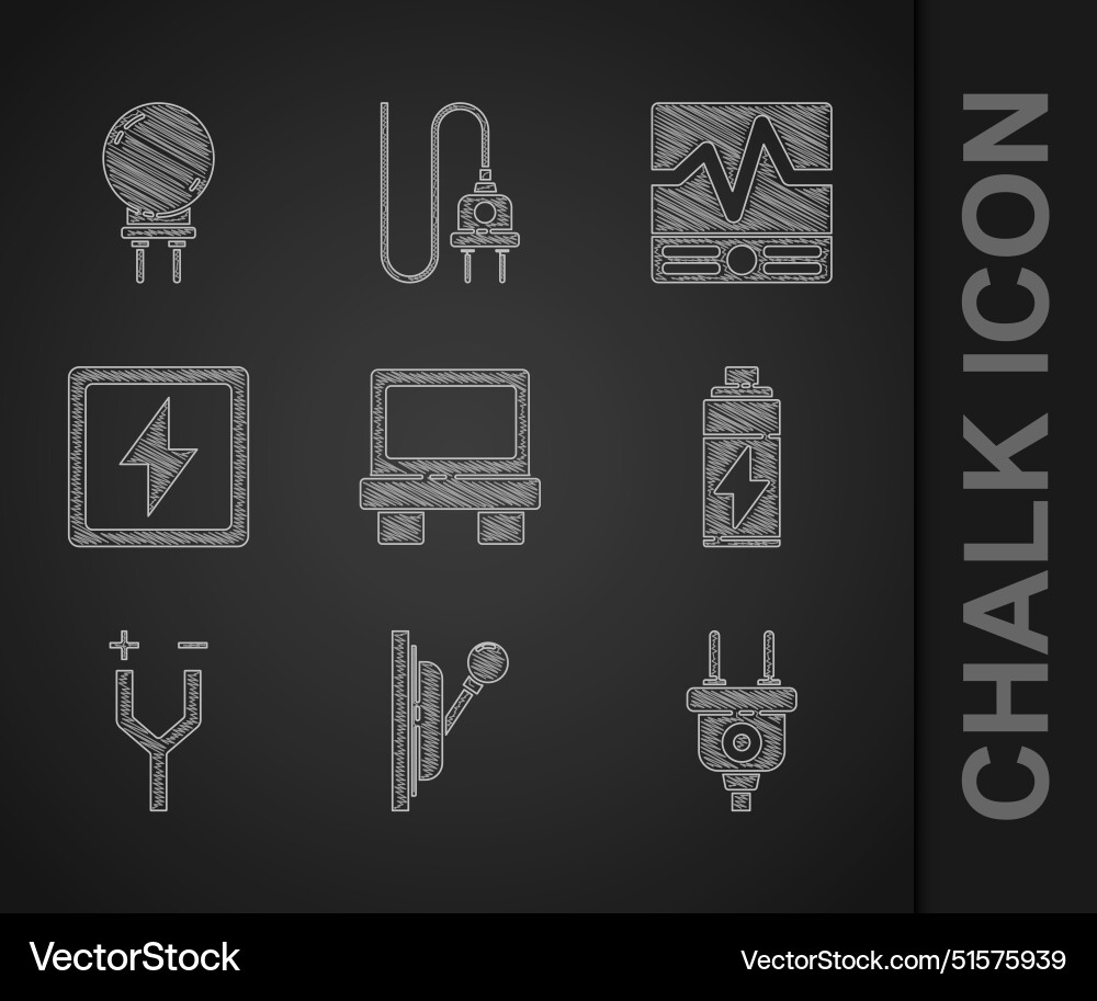 Set fuse electrical panel plug battery cable Vector Image