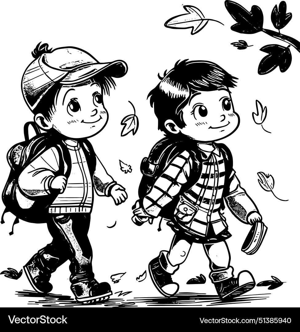 Cartoon children walking to school Royalty Free Vector Image