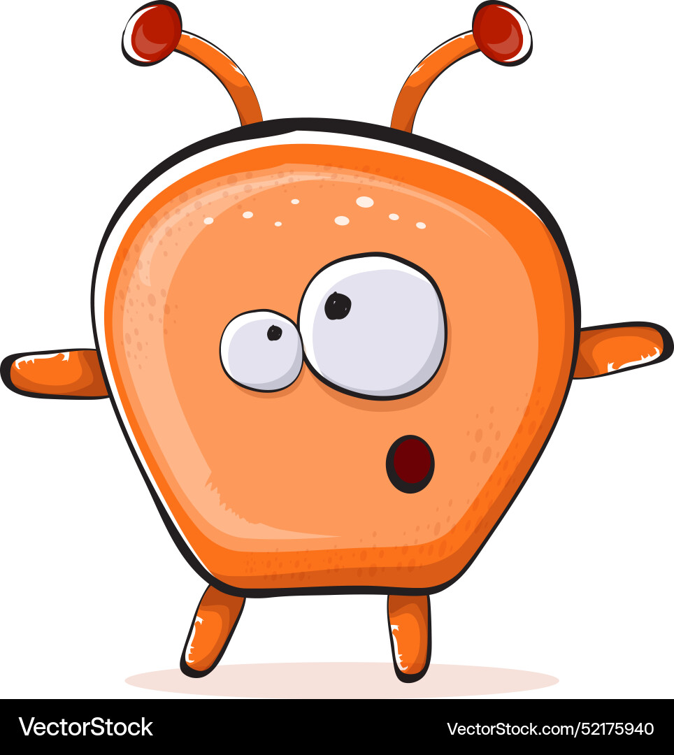 Cartoon funny orange alien monster isolated Vector Image