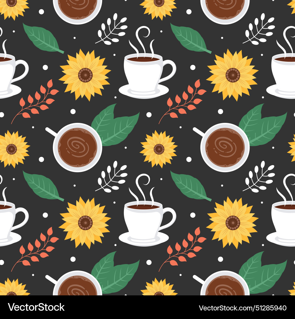 Coffee time seamless pattern design with cacao Vector Image
