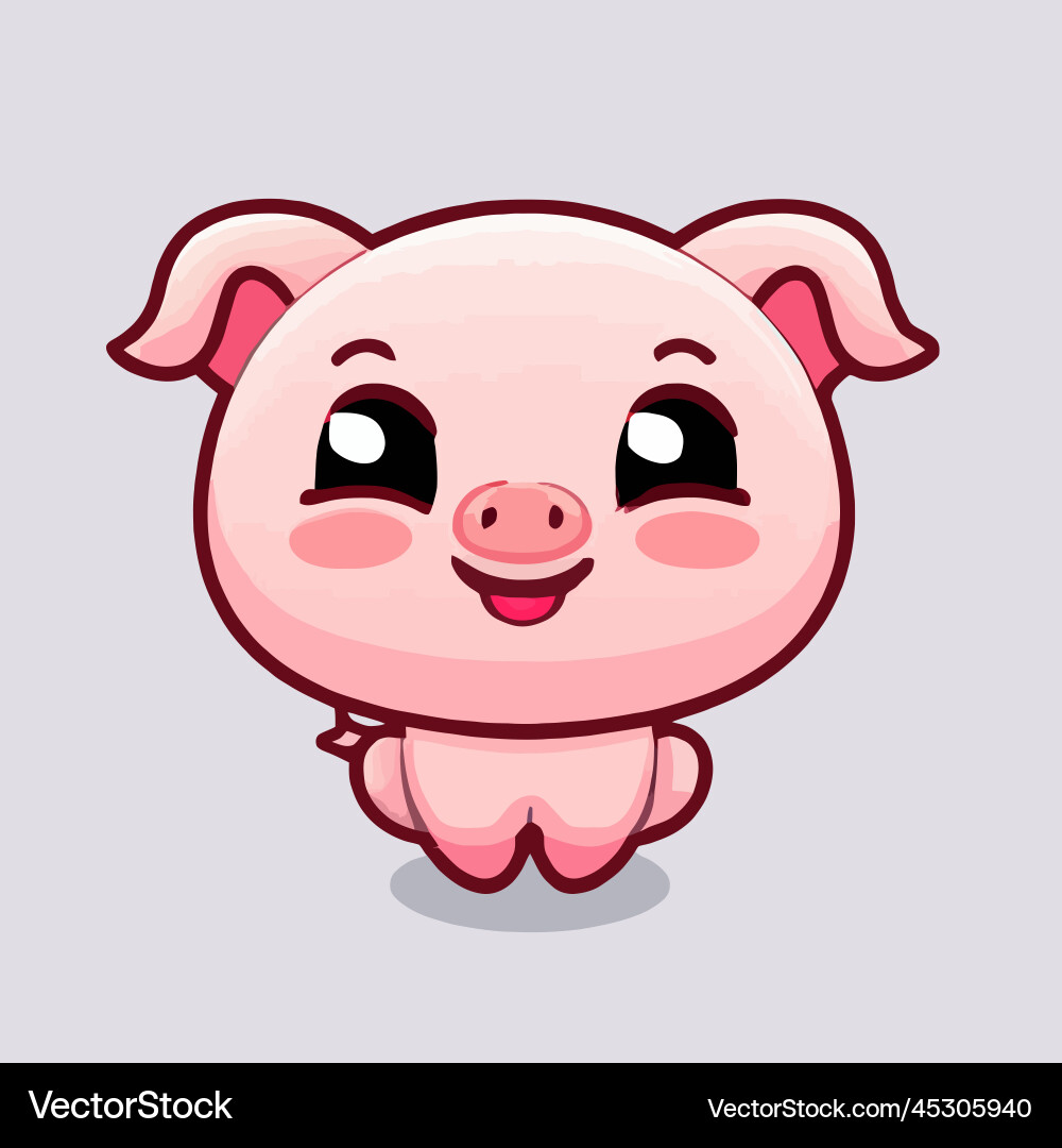 Cute pig kawaii chibi drawing style Royalty Free Vector