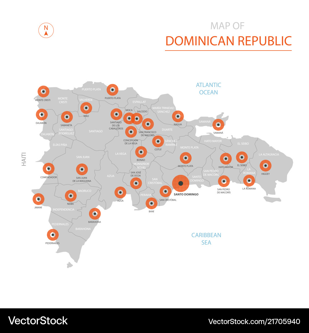 Dominican republic map with administrative Vector Image