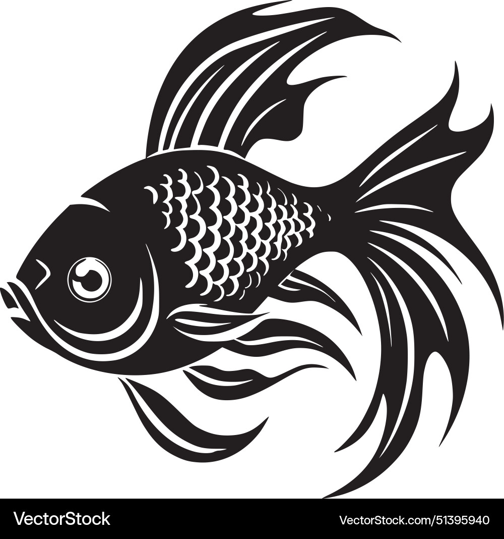 Goldfish - black and white isolated icon Vector Image