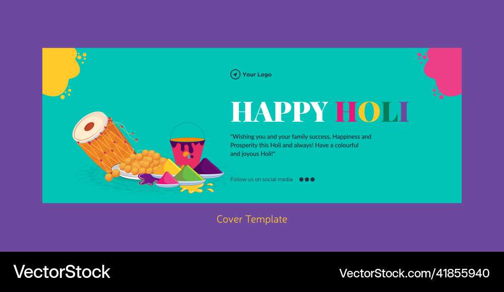Happy holi cover page design Royalty Free Vector Image