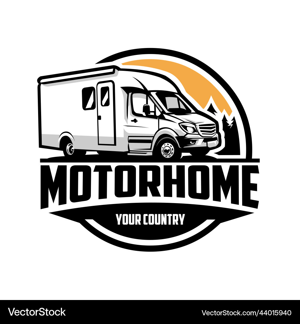 Motorhome camper van circle emblem logo Royalty Free Vector