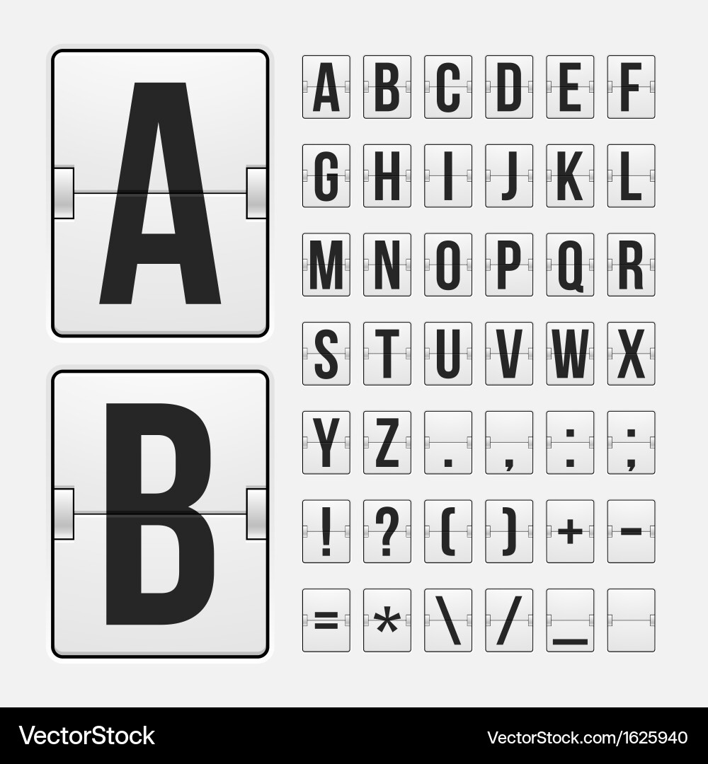 Scoreboard letters and symbols alphabet panel Vector Image
