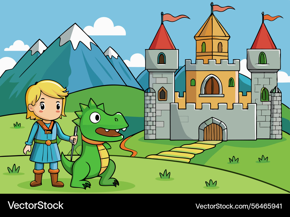 A courageous knight in medieval attire with his Vector Image