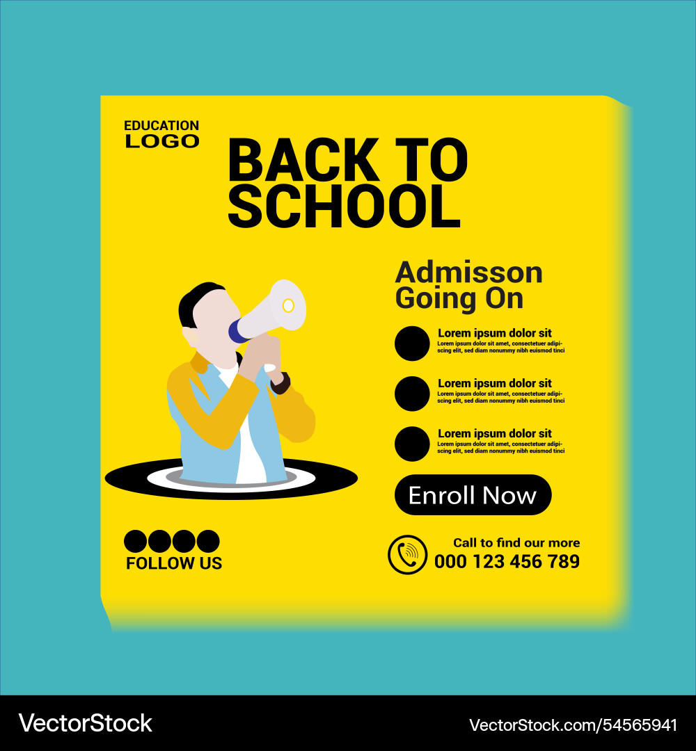 Back to school education admission social media Vector Image