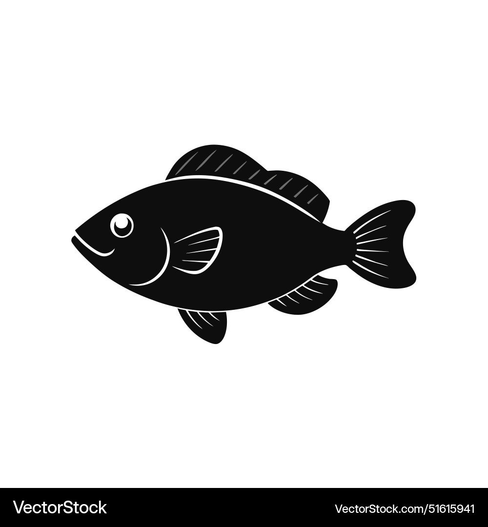 Black crappie fish learns icon Royalty Free Vector Image
