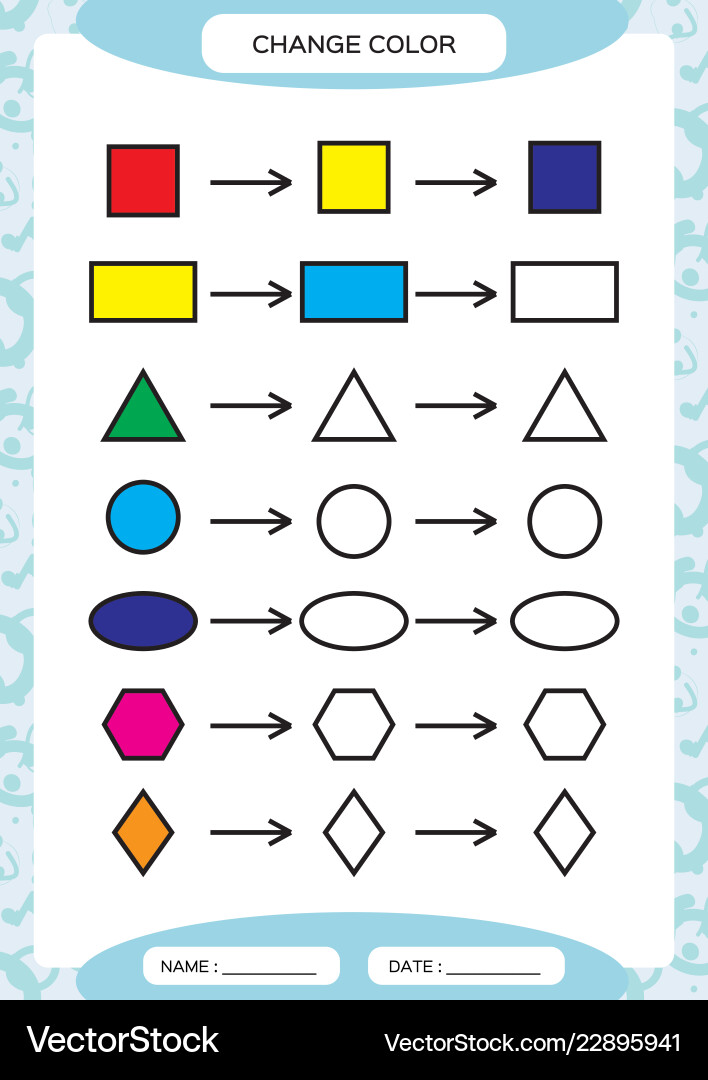 Change color colorful shapes learning basic Vector Image