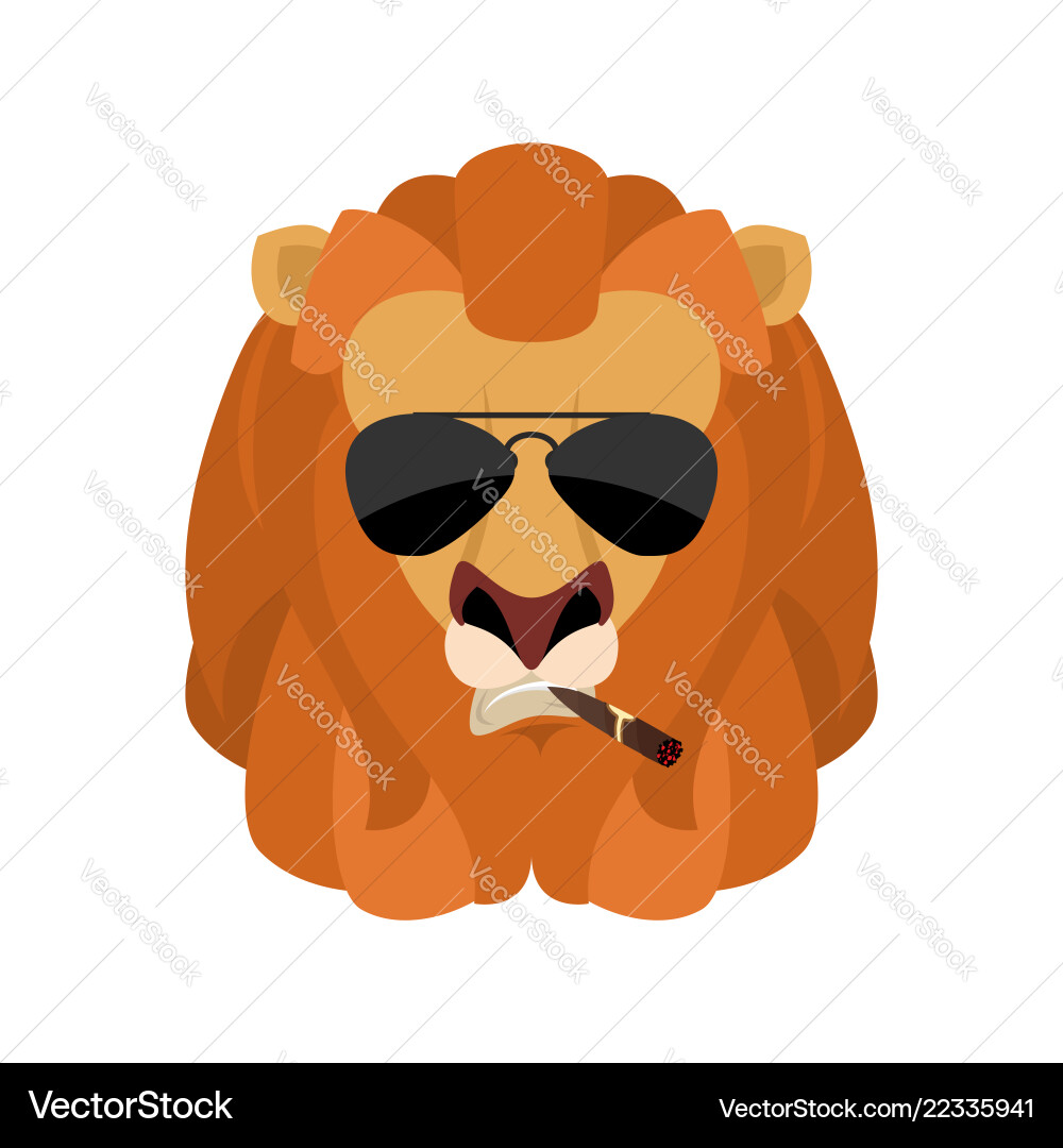 Cool Lion Avatar - Smoking Cigar Royalty Free Vector Image
