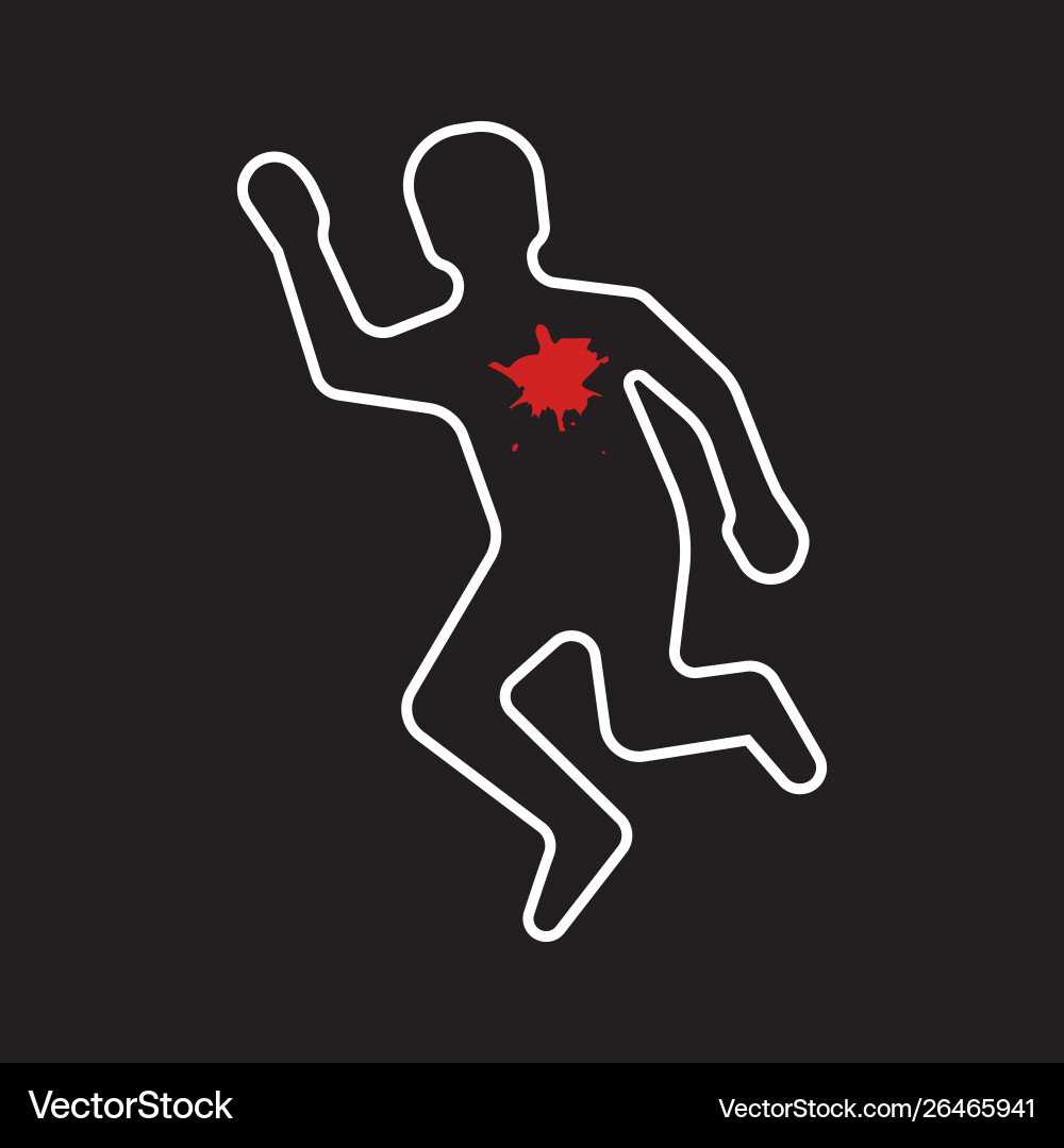 Crime scene dead body silhouette icon Royalty Free Vector