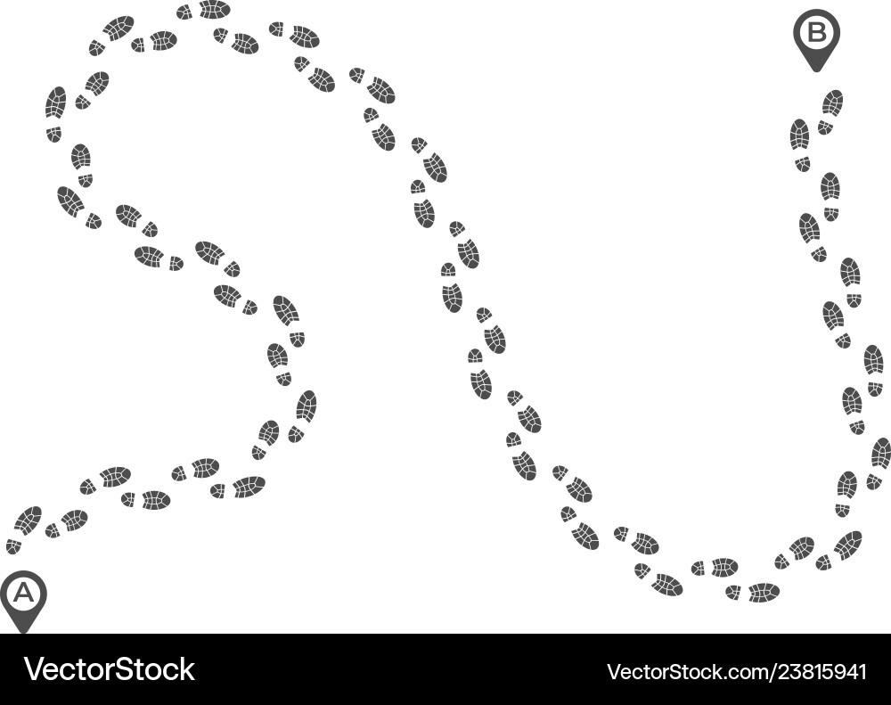 Footsteps walking route footprint imprint way Vector Image