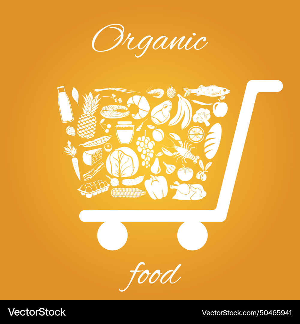 Organic food cart Royalty Free Vector Image - VectorStock