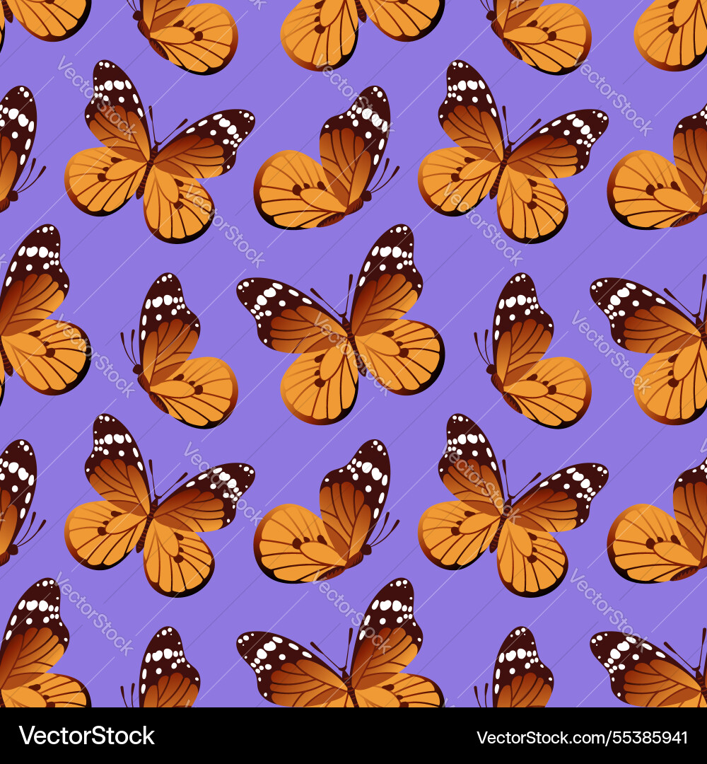 Seamless pattern featuring vibrant monarch Vector Image