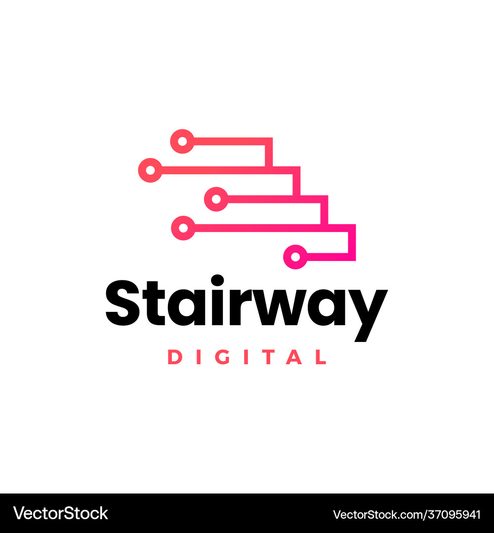 Stairway digital tech up stair logo icon Vector Image