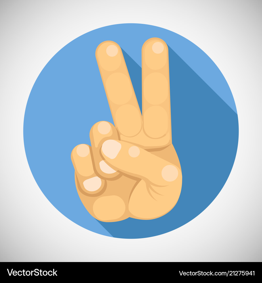 Victory peace v sign hand gesture index middle Vector Image