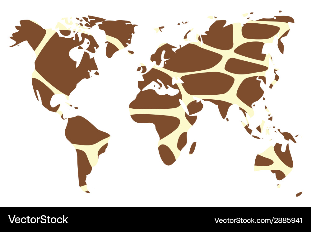 World map in animal print design giraffe pattern Vector Image