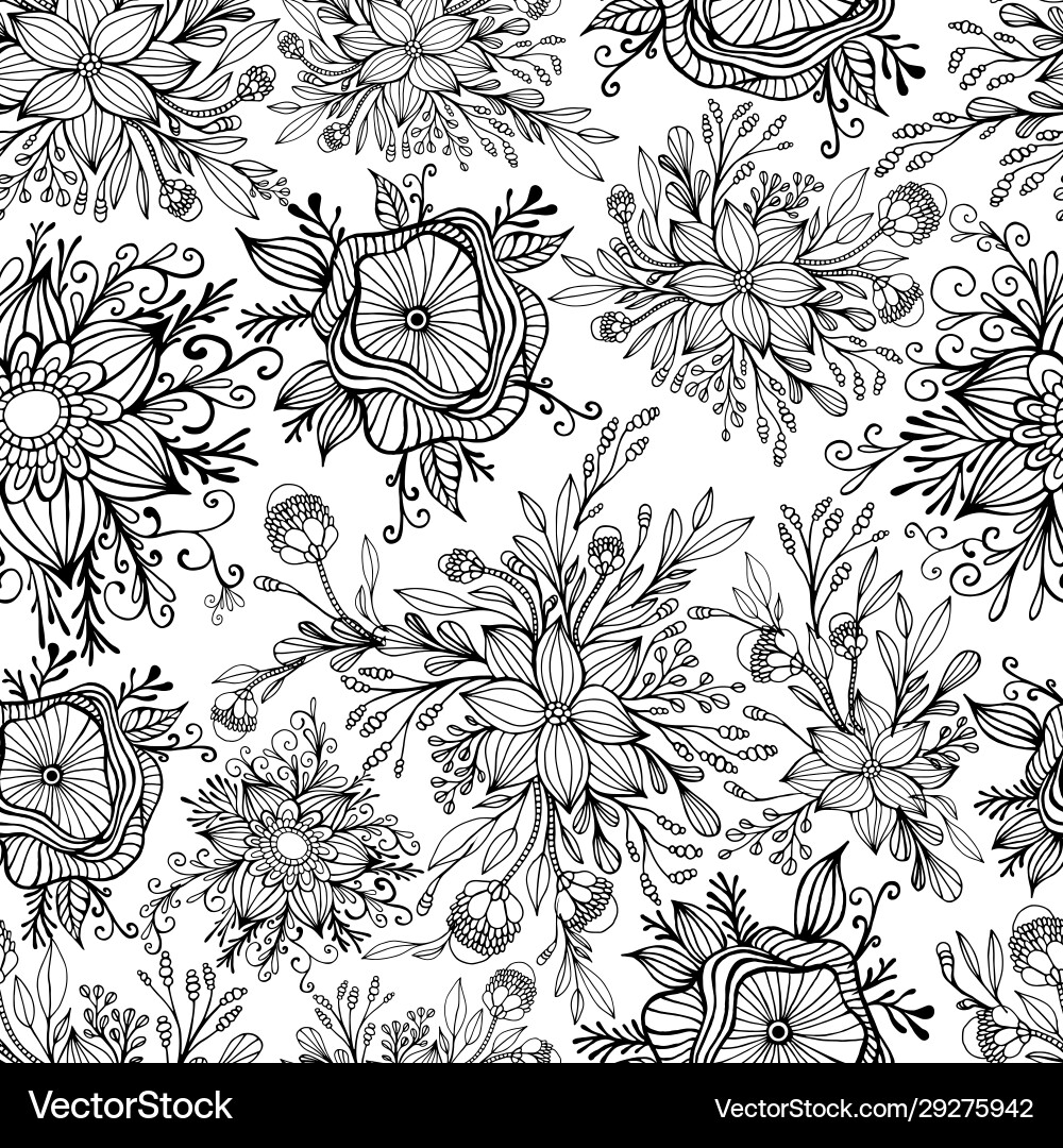 Black and White Floral Pattern Royalty Free Vector Image