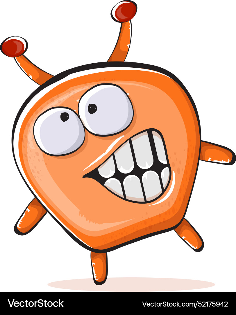 Cartoon funny orange alien monster isolated Vector Image