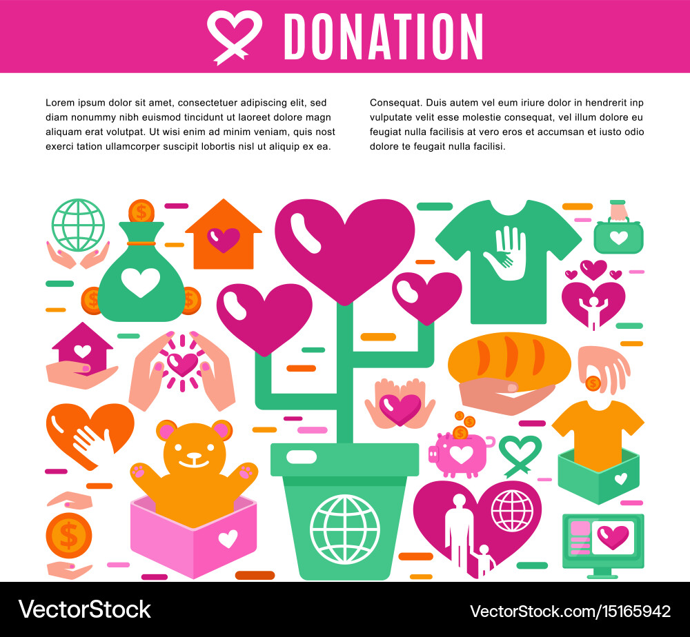 Charity donation information page Royalty Free Vector Image