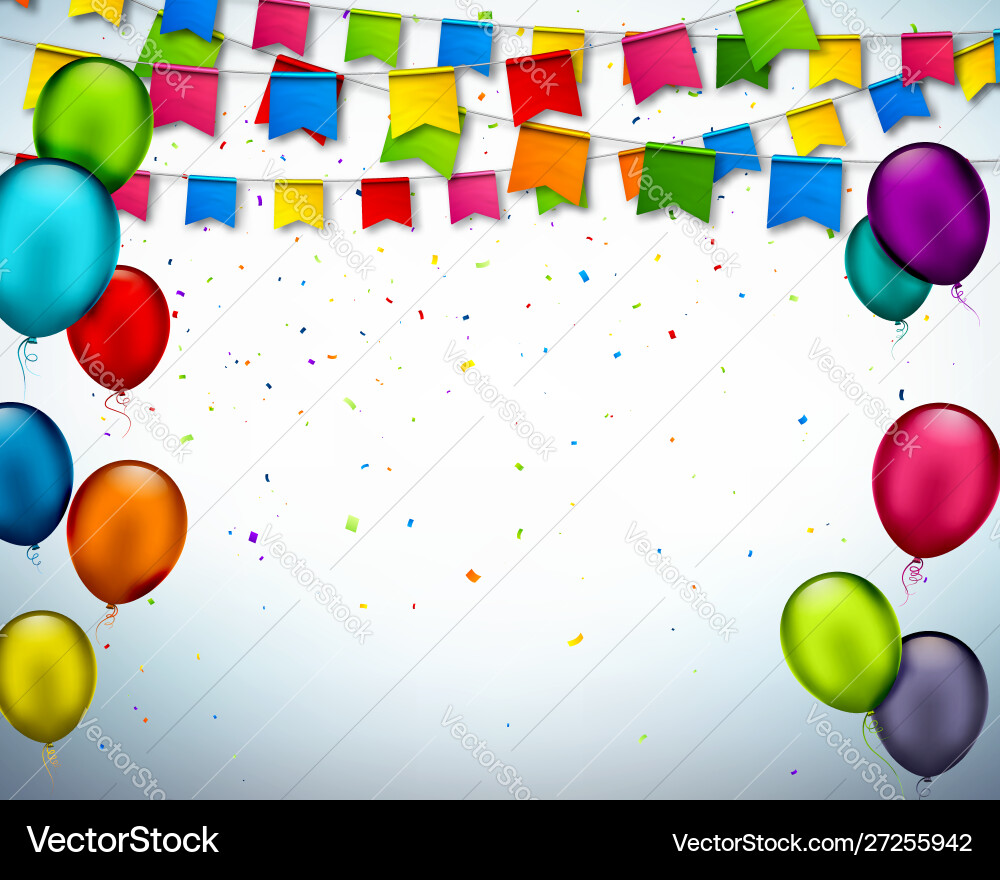 Confetti Balloons Celebration Banner Royalty Free Vector