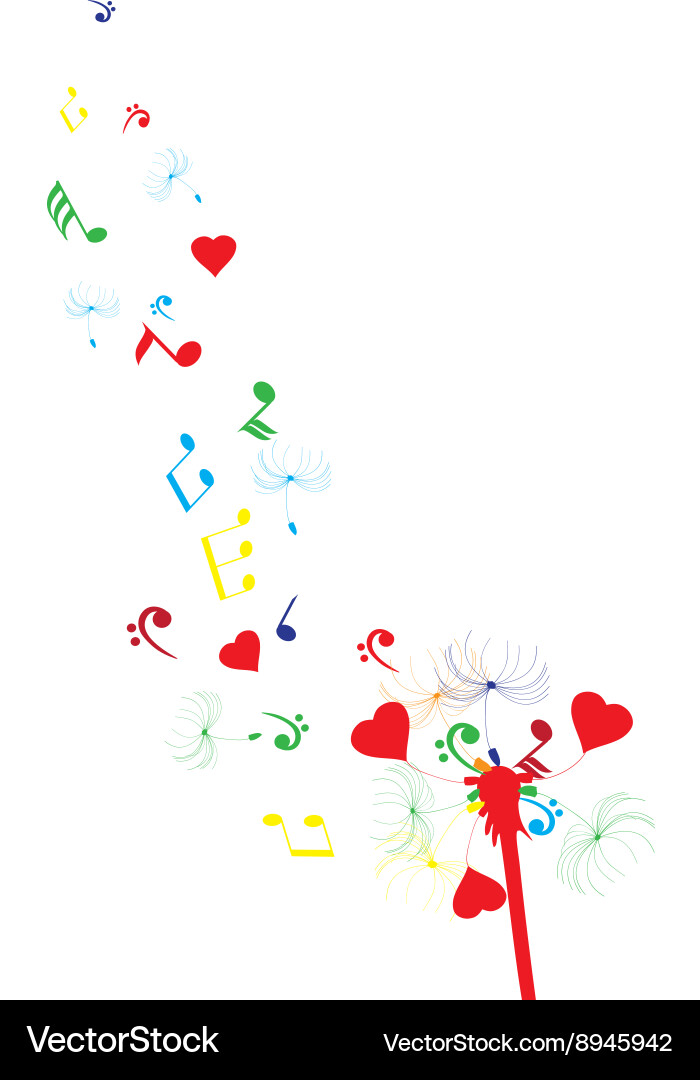 Dandelion Heart Music Royalty Free Vector Image