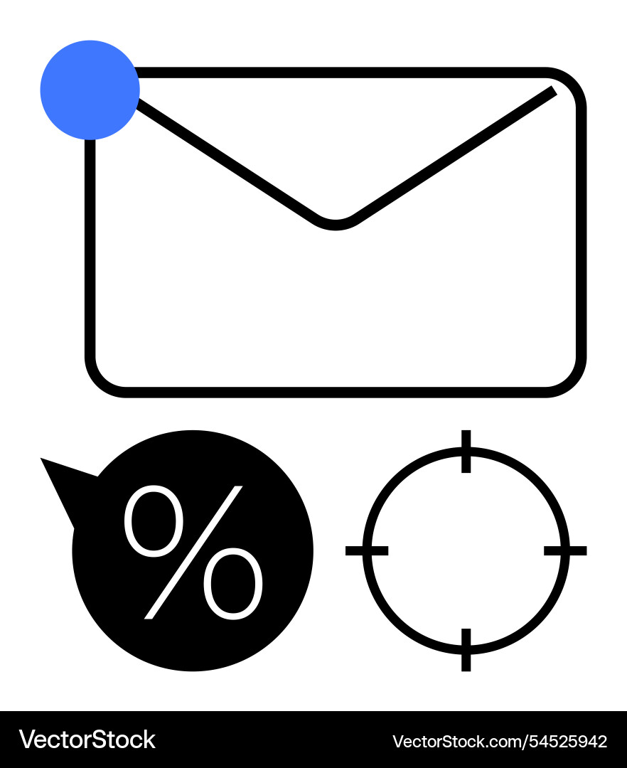 Email with notification percentage and target Vector Image
