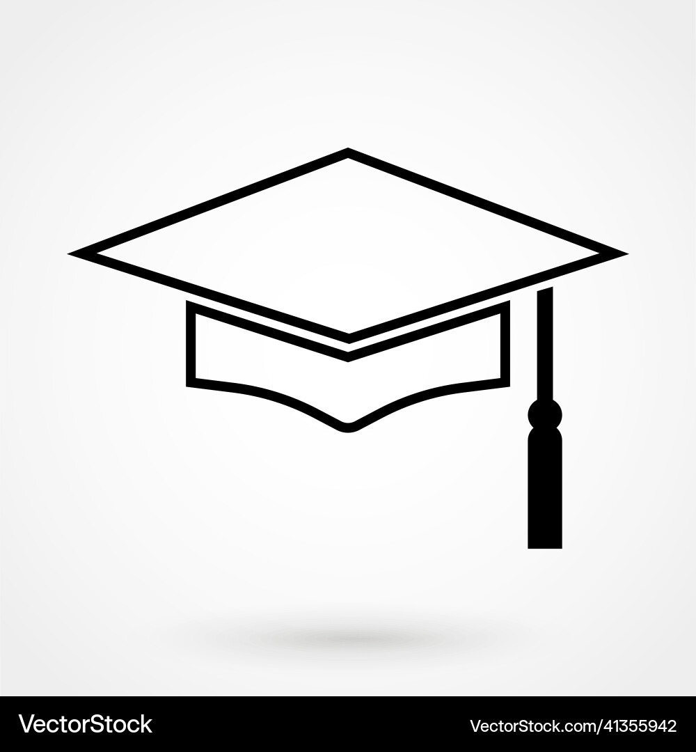 Graduation cap icon on white background Royalty Free Vector