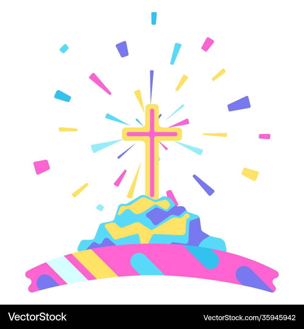 Happy easter with cross Royalty Free Vector Image