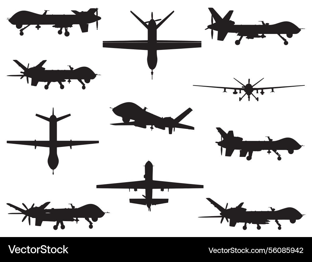 Military drones silhouette Royalty Free Vector Image