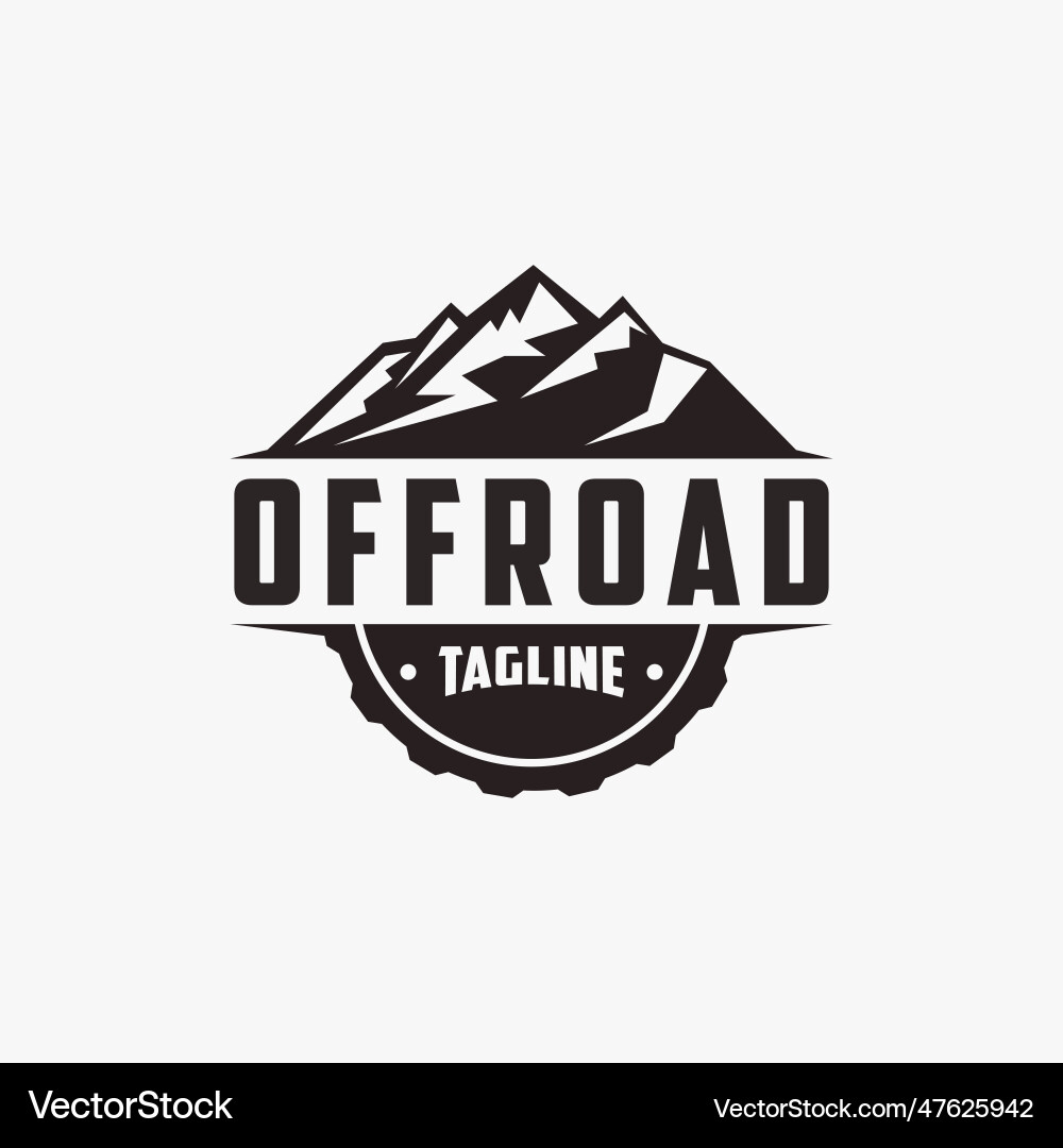 Mountain offroad tire wheel logo Royalty Free Vector Image