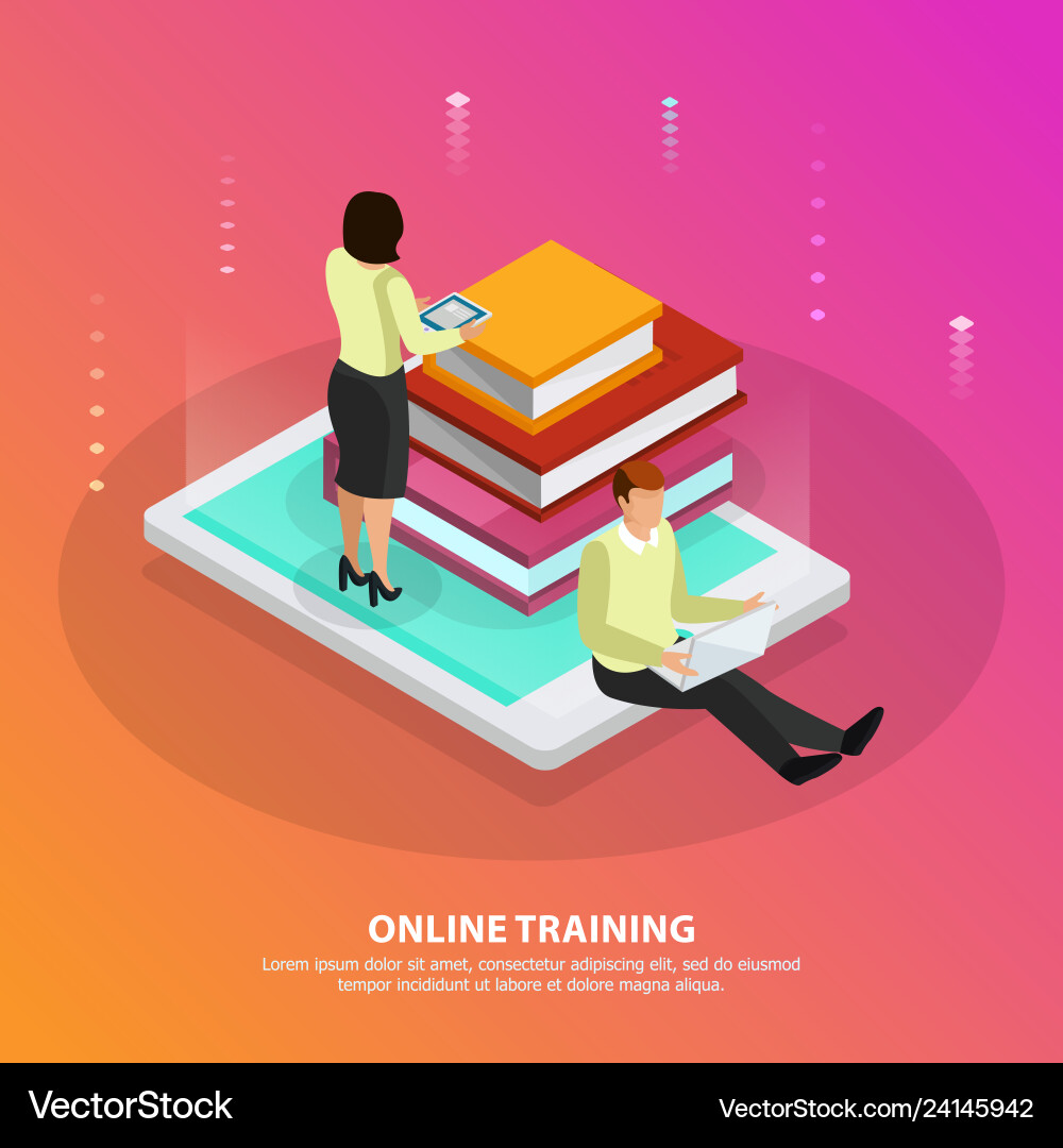 Online training isometric design concept Vector Image